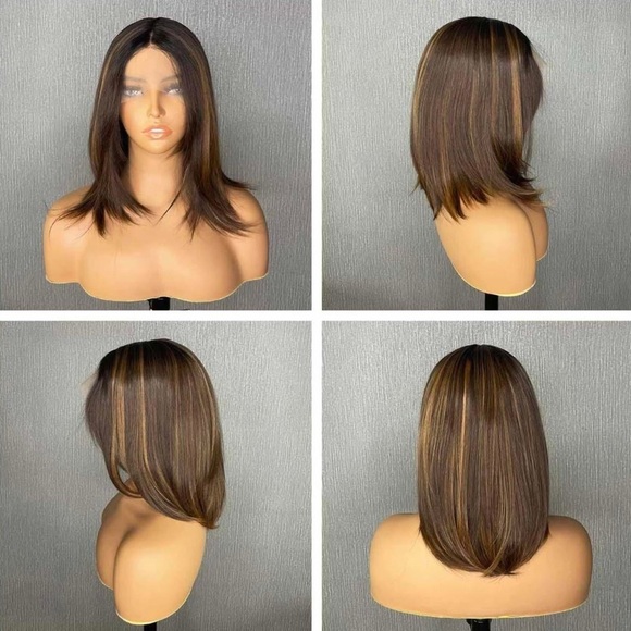 Accessories | Lace Front Brownblonde Highlights Straight Middle Part ...